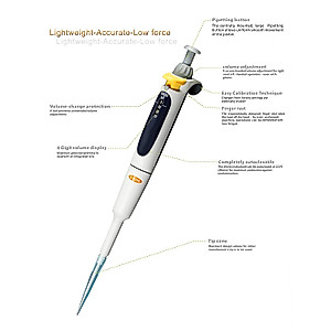Vision Scientific VS-TP1000H Variable Volume Micropipette 100-1000µL x 1µL | True One-Handed Operation | 4-Position Volume Display | Volume-Change Protection