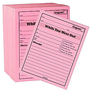 1InTheOffice Message pad While You Were Out Pads, 4.25 x 5.5 Inches, Pink, 50 Sheets/Pad, 12 Pads/Pack, pack of 2