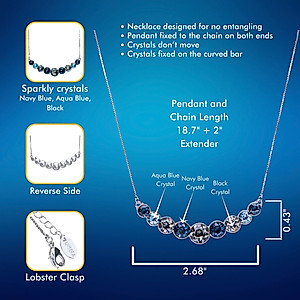 UPSERA Crystal Necklace – 9-Stone Crystal Necklace for Women with Blue Austrian Crystals – 18.7-inch with 2-inch Extender Blue Necklace – Statement Necklace for Prom, Wedding, Engagement