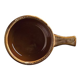 Onion Soup Crock with Handle ~ Stoneware - Set of (4) (Caramel)