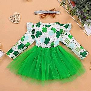 Toddler Baby Girls St.Patrick's Day Outfit Shamrocks Bodysuit Tutu Skirt Headband Spring Clothes Set 1-6T (Green, 4-5T)