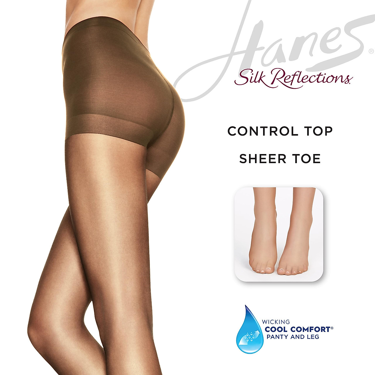 Hanes Silk Reflections Women's Lasting Sheer Control Top Pantyhose, Natural, A/B