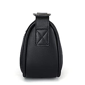 Blofinche Genuine Leather Crossbody Bag for Women Medium Shoulder Handbag with Metal Zipper and Strap Adjustable Black