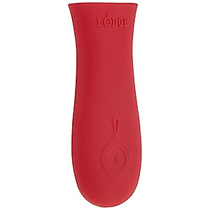 Lodge Silicone Hot Handle Holder - Red Heat Protecting Silicone Handle for Lodge Cast Iron Skillets with Keyhole Handle