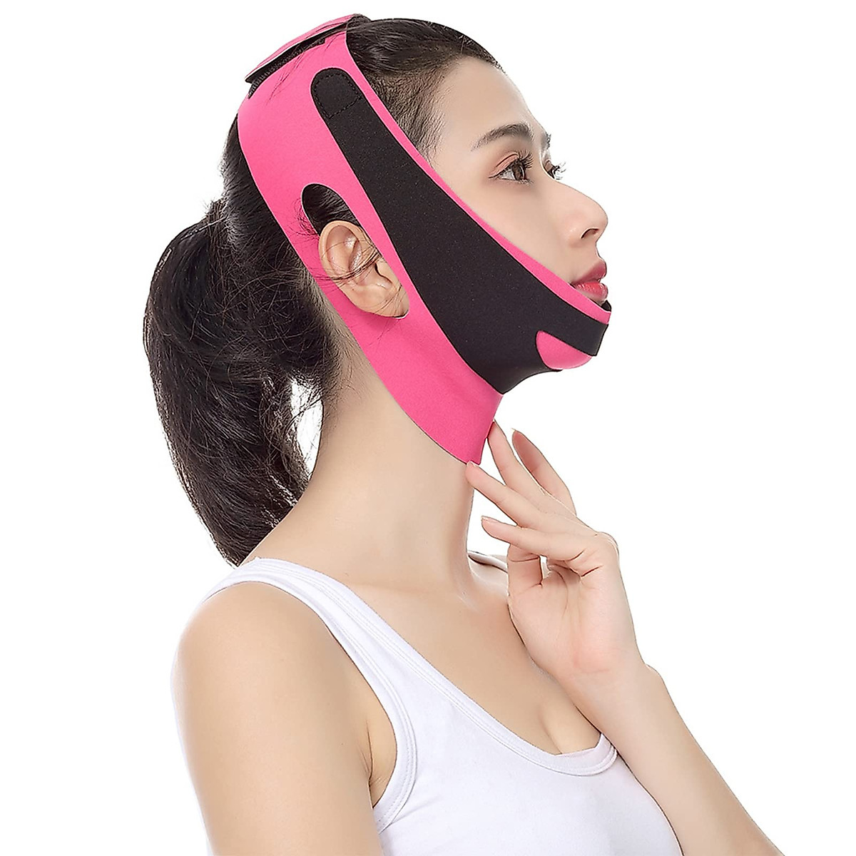 Face Lifting Belt Elastic Face Slimming Bandage V Line Face Shaper Women Chin Cheek Lift Up Belt Facial Anti Wrinkle Strap Face Care Slim Tools (Color : Pink)