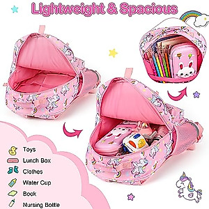 Ceadyxiao Unicorn Toddler Backpack for Girls 4-6 | Preschool Rainbow Backpack For Girl | Pink Kindergarten School Book Bag | Adjustable Padded Straps & Loop for Lunch Bag