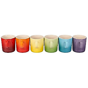 Le Creuset Stoneware (Set of 6) London Mugs, 12 oz. Each, Multi-Color