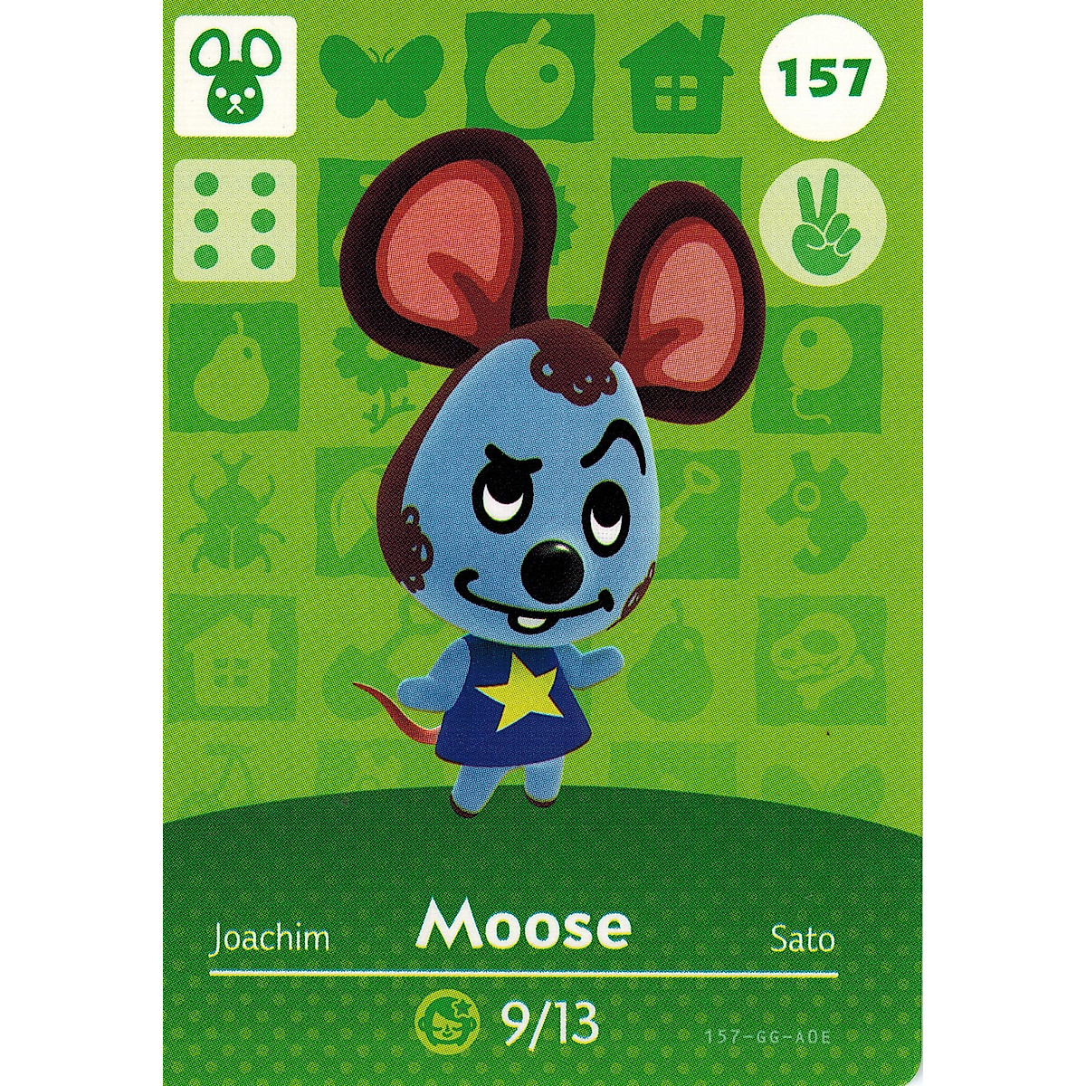 Nintendo Animal Crossing Happy Home Designer Amiibo Card Moose 157/200 USA Version