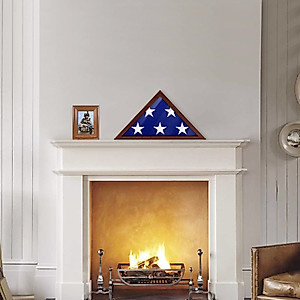 ASmileIndeep Flag Display Case for Small Flag, 3' x 5' American Flag Shadow Box with HD Tempered Glass and Wall Mount (Not for Burial Flag), Triangle Flag Holder Frame for Folded Flag - Cherry Red