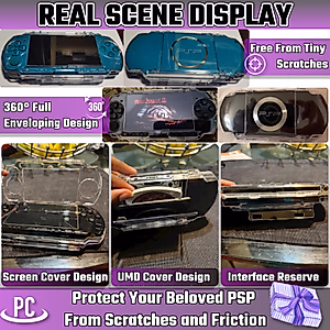 Clear Hard Case for PSP - Full Cover Protector with Clear Display Movie Bracket, Shock/Scratch Resistant (for PSP 2000/3000 Series)