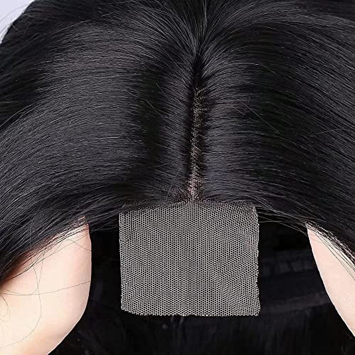Lady Miranda Loose Wave Lace Part Wig Pure Color Nature Curly Synthetic Heat Resistant Weave Full Wigs for Women(Black)