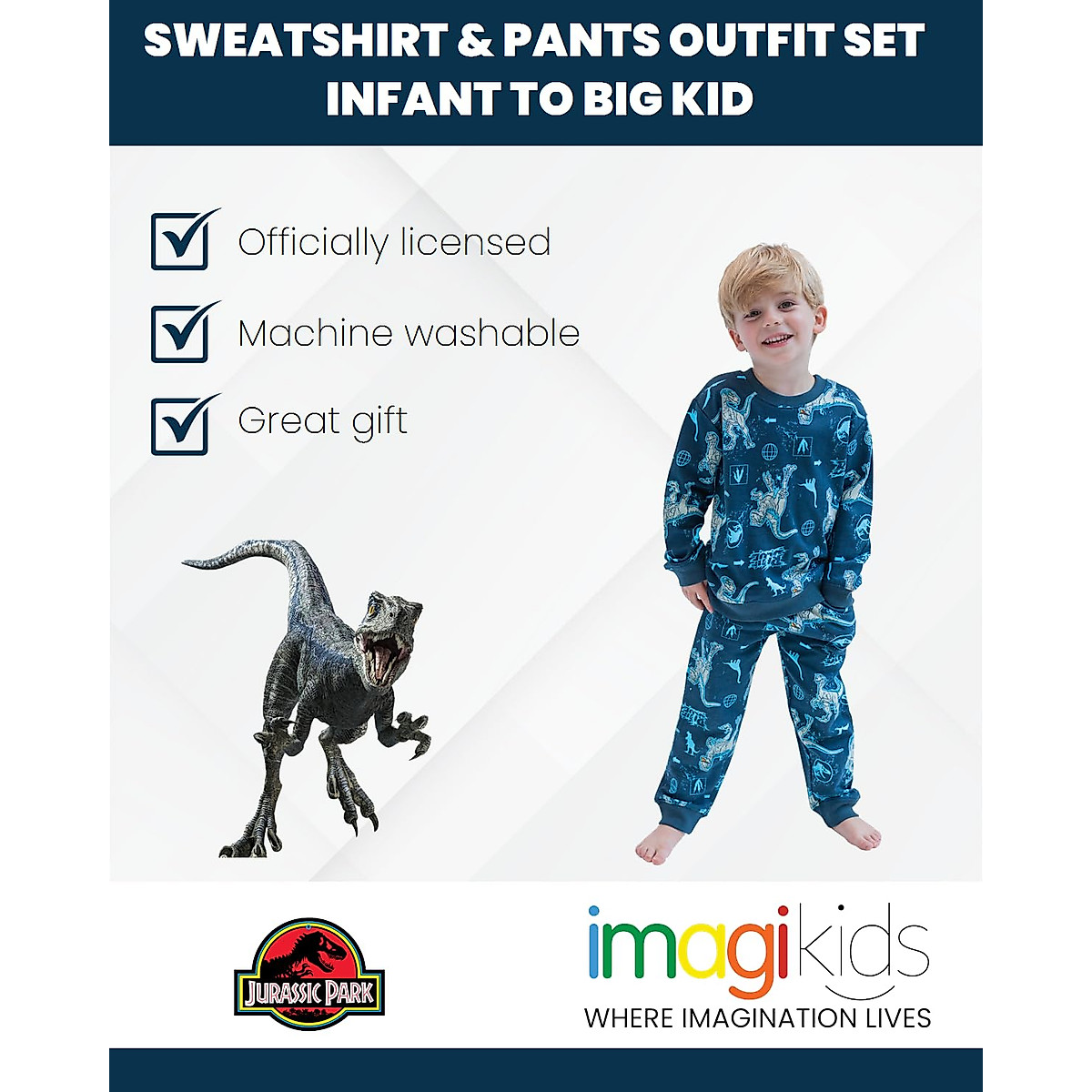 Jurassic World Infant Baby Boys Fleece Pullover Sweatshirt & Pants Green/Grey 18 Months