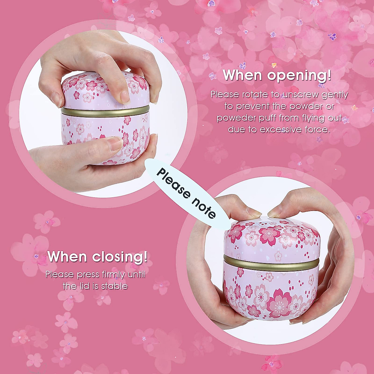 Molain Powder Case with Powder Puff for Body Baby After-Bath Powder Puff Kit Body Powder Puff and Container Dusting Powder Box for Baby&Women (Pink)