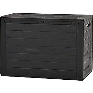 FAMIROSA 50 Gallon Garden Storage Box Outdoor Cushion Deck Patio Storage Chest Storing Pillow Tool Box Blanket Indoor Interior Container 38.7x17.3x21.7inches (38.7x17.3x21.7inches Black)