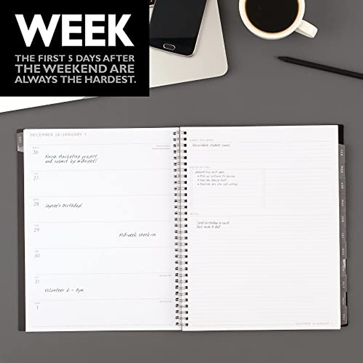 AT-A-GLANCE Elevation 2023 RY Block Format Weekly Monthly Planner, Black, Large, 8 1/2" x 11"