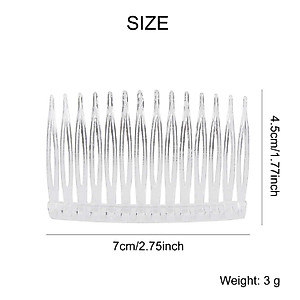 Lawie 20 Pack Clear Small Plastic Hair Side Comb With Long Teeth Thin Fine Gray Hair Pins White Mini Barrettes for Women Bridal Wedding Veil Decorative DIY Craft Headpiece French Twist Bun Accessories