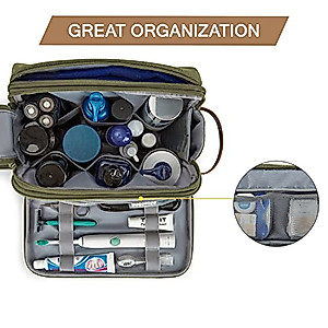 BAGSMART Toiletry Bag for Men, Canvas Travel Toiletry Organizer Dopp Kit Water-resistant Shaving Bag for Toiletries Accessories,Green-Large