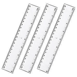 Color Plastic Ruler Straight Ruler Assorted Color Ruler Measuring Tool 8 Inch Ruler Set Rulers Bulk 3 Pack(Cear)
