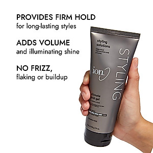 Ion Ultimate Hold Gel, Firm Hold, Adds Volume and Shine, Anti-Frizz, No Flaking, Paraben Free