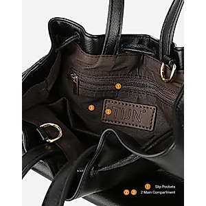 TIJN Crossbody Bag for Women Drawstring Bucket Bag Shoulder Top-Handle Bag Soft Vegan Leather Tote Bag (Aria)
