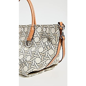 Tory Burch Women's Canvas Basketweave Small Tote, New Ivory Basketweave, Off White, Print, One Size
