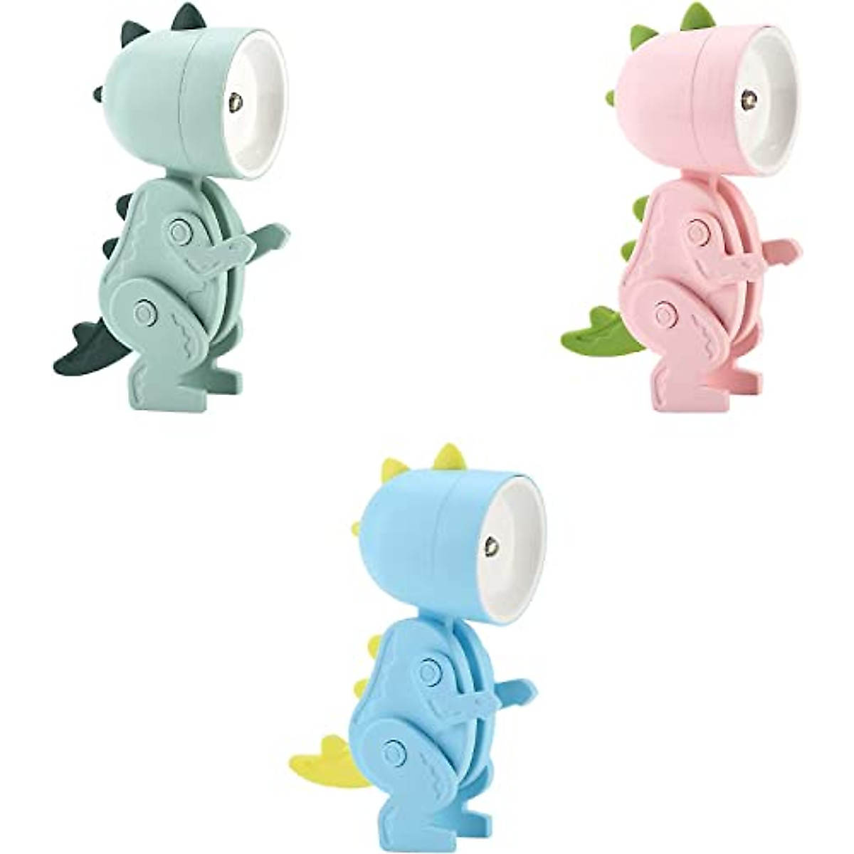 WNWNYA 3 PCS Mini LED Desk Lamp Cute Small Phone Holder, Animal Shaped Night Light Adjustable Phone Holder, Portable Reading Desk Night Light for Children Students (E-3 Colors (Dinosaur))
