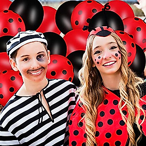 100 Pieces Ladybug Party Supplies Ladybug Balloons Black Red Polka Dots Latex Balloons Ladybird Spot Balloons Party Decor Birthday Wedding Supplies (Mixed Style,12 Inch, 10 Inch)
