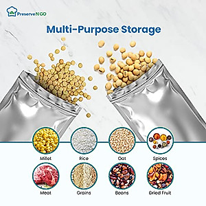 Ex-Thick Stand Up 25 Pcs 1 Gallon Mylar Bags for Food Storage 7.55 Mil - Large 14"x10" Airtight Vacuum Sealing Sealable Mylar Bags, Long Term Mylar Food Storage Bags, Zipper Pouches Durable Resealable and Heat Sealable Bags For Food