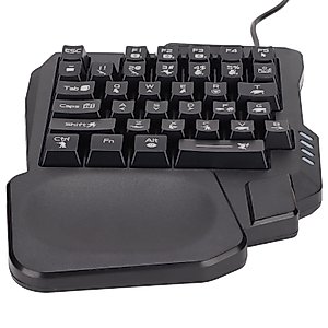 LISND One Handed Gaming Keyboard, Three Colors Backlight Anti Slip Design 35 Keys Gaming Keyboard for Mobile Games for Computer