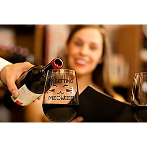 I'm Getting Meowied Funny Wine Glass 15oz - Unique Wedding Gift Idea for Fiancee, Bride, Bridal Shower Gifts - Engagement Party or Christmas Gift for Her - Evening Mug