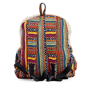 Freakmandu Collections Mushroom Head Hemp Backpack Bag - Eco Friendly Unique Unisex Rustic Durable