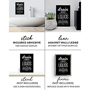 4x6 Inch Drain Only Non-Solidifying Liquids Designer Sign ~ Ready to Stick, Lean or Frame …