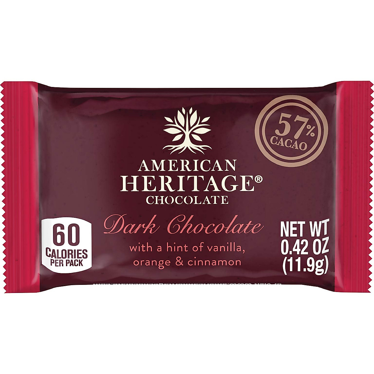 American Heritage Chocolate - 36 Artisanal Tasting Squares - 57% Cacao Dark Chocolate with a Hint of Vanilla, Orange, and Cinnamon