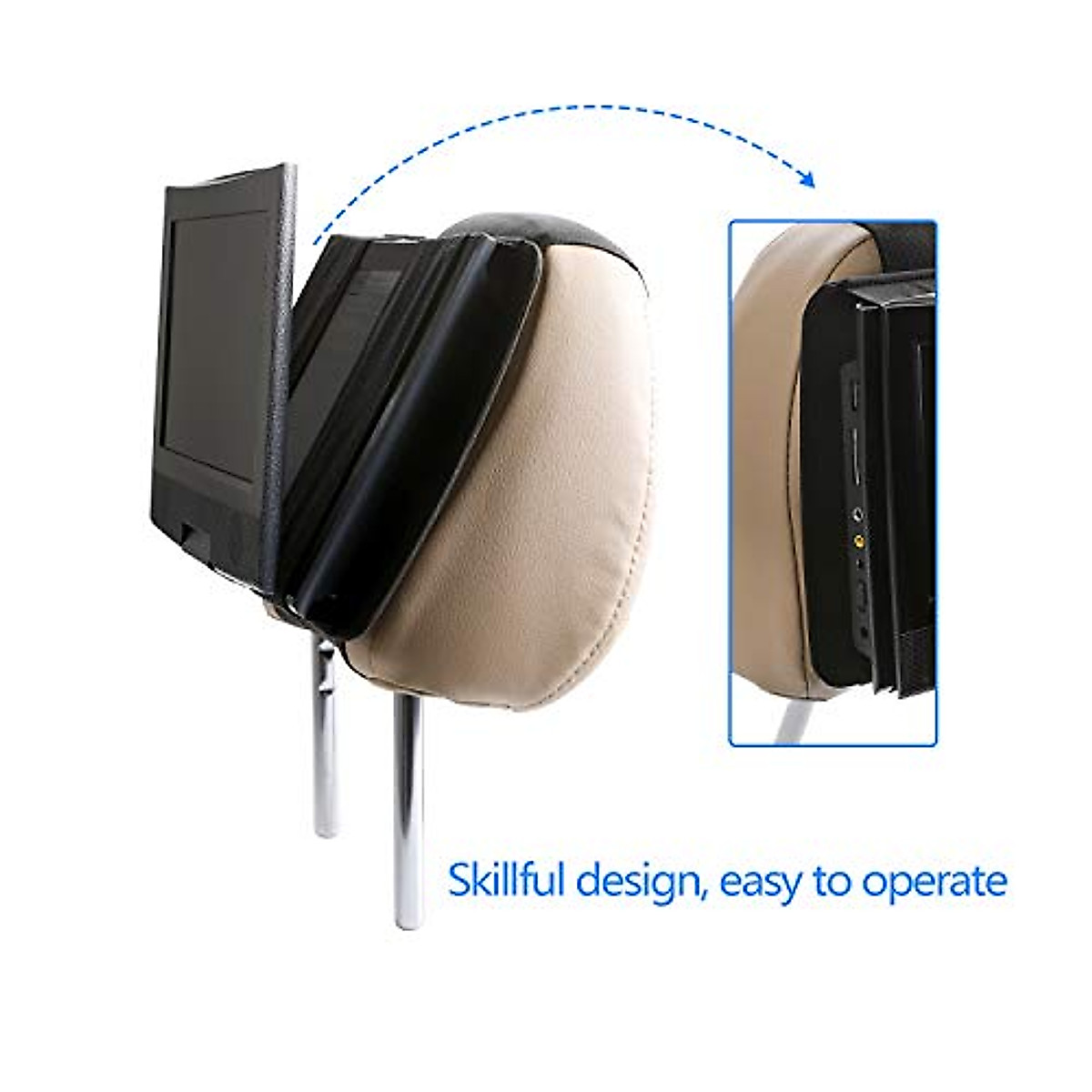 Hikig DVD Player Headrest Mount Holder Portable DVD Player Mount Car Back seat Headrest Holder for Swivel & Flip Portable DVD Player 7 ~ 11 Inch