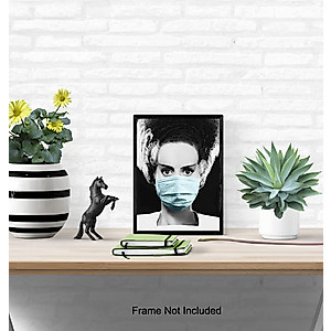 Frankenstein Decor - Bride of Frankenstein Wall Art - Monster Horror Scary Movie Poster - Hollywood Movie Picture Prints - Goth, Gothic Gifts - Mary Shelley - Home Theater