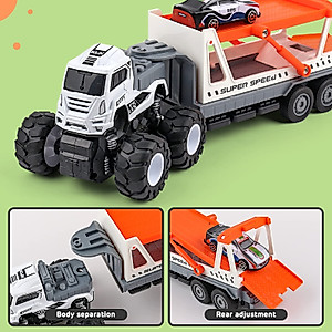 DY-GO Trucks Toy Set for 3+ Year Old Boys, Transport Car Carrier Truck Toys with Dinosaur Toys & Cars Toys for 3 4 5 6 7 Years Old Toddlers Boys and Girls for Birthday
