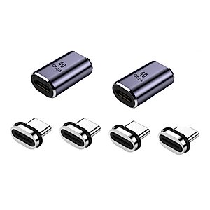 YoungSelly (2Pack Straight Adapter +Extra 2 Plugs) USB C Magnetic Adapter and USB C Connector,Support Thunderbolt 4,USB4.0, PD 100W Quick Charge Compatible with MacBook and More USB C Devices.