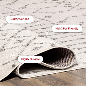 nuLOOM 2x12 Moroccan Blythe Area Rug, Grey, Faded Bohemian Design, Stain Resistant, For Bedroom, Dining Room, Living Room, Hallway, Office, Kitchen, Entryway