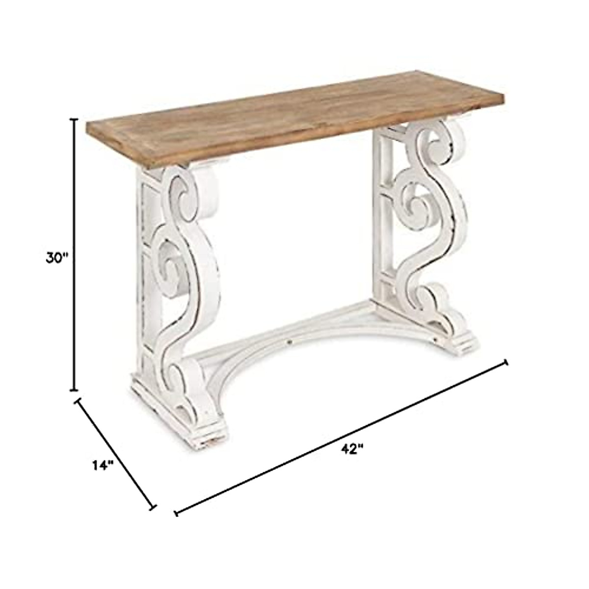 Kate and Laurel Wyldwood Country French Solid Wood Console Table - Rustic/White Legs - Natural Wood Top