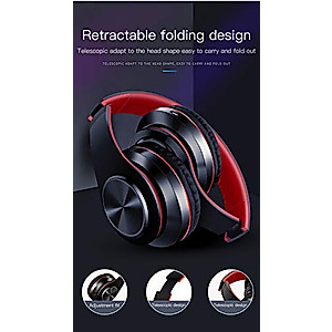 Amazing 7 LED Bluetooth Headphones with 8Hours Playtime, Wireless Headsets Over Ear, Hi-Fi Stereo, Multi-Colored Breathing Led, Built-in Mic, Snug Fit Earphones for Game Video DJ (Black Red)