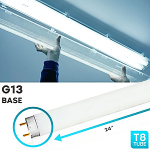 Luxrite F17T8/865 17W 24 Inch T8 Fluorescent Tube Light Bulb, 6500K Daylight, 1350 Lumens, G13 Medium Bi-Pin Base, LR20755, 4-Pack