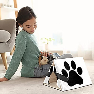enheng Small Pet Hideout Dog Paw Print Animals Footprint Hamster House Guinea Pig Playhouse for Dwarf Rabbits Hedgehogs Chinchillas