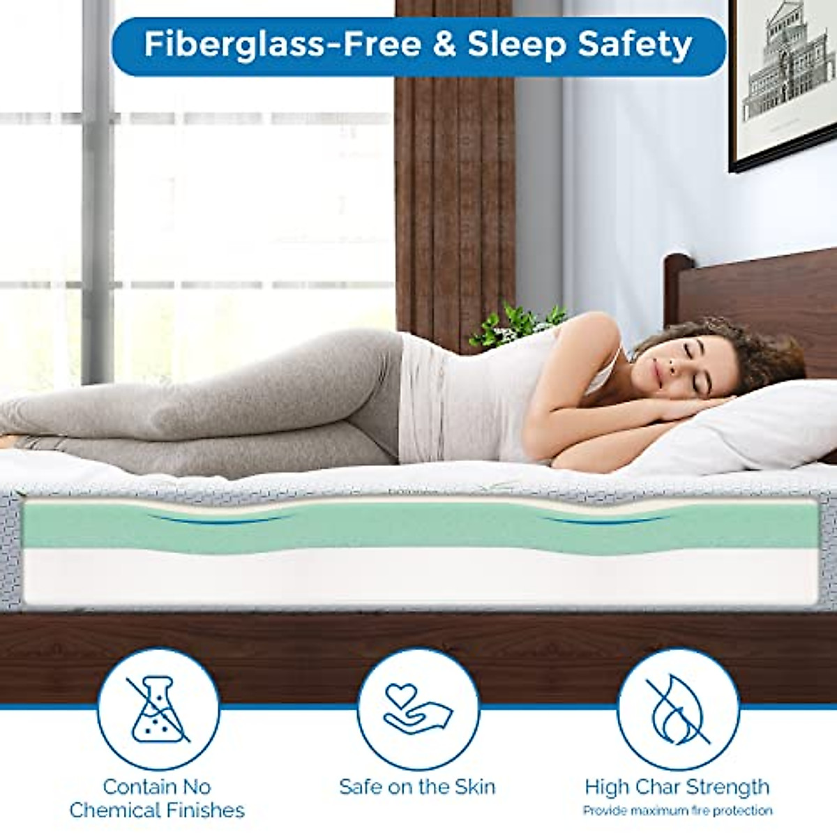 IULULU Twin Mattress, 8 Inch Memory Foam Mattress in a Box, Green Tea Gel Infused Mattresses with Breathable Bamboo Cover for Cool Sleep, Medium Firm Supportive, CertiPUR-US Certified