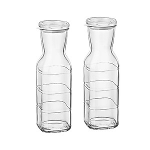 Bormioli Rocco Set of 2 Frigoverre Future 33.75 Oz. All Glass Pitcher With Airtight Lid, Made From Durable Glass, Dishwasher Safe, Made In Italy.