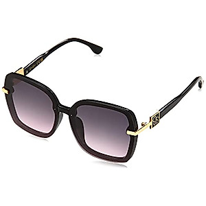 Jessica Simpson Womens J6112 Oversized Square Sunglasses With 100% Uv Protection. Glam Gifts For Her, 64 Mm, Black, 64 Mm US