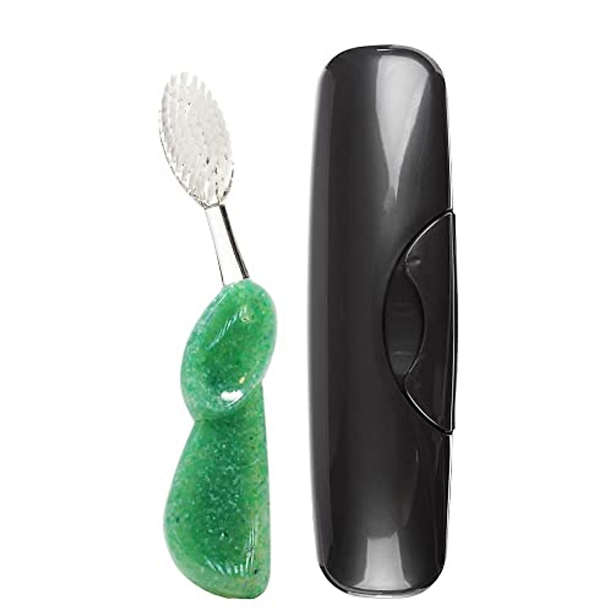 RADIUS Toothbrush Big Brush with Replaceable Brush Head BPA Free ADA Accepted - Left Hand - Soda Pop Brush with Black Case