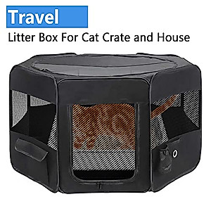 Shallow Travel Litter Box for Cats, Stainless Steel Litter Box for Cat Crate, Cat Playpen, Cat Kennel, Cage, Cat House (4 Quarts)