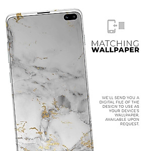 DesignSkinz Marble & Digital Gold Foil V8 Protective Vinyl Decal Wrap Skin Cover Compatible with The Samsung Galaxy S20 (Screen Trim & Back Glass Skin)