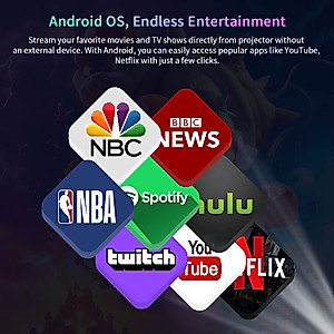 1080P WiFi Projector Android Full HD Movie Projector Home Cinema with Bluetooth HDMI 7500Lumen USB RCA LCD Smart TV Projector Wireless iOS Mirroring Phone Projectors Outdoor Indoor Gaming