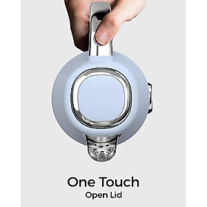 LONGDEEM Electric Kettle Quick Heating, Hot Tea Water Boiler with Thermometer 1.7L Stainless Steel Cordless LED Indicator 1500W, Auto Shut-Off & Boil Dry Protection, Easy to Clean, Blue